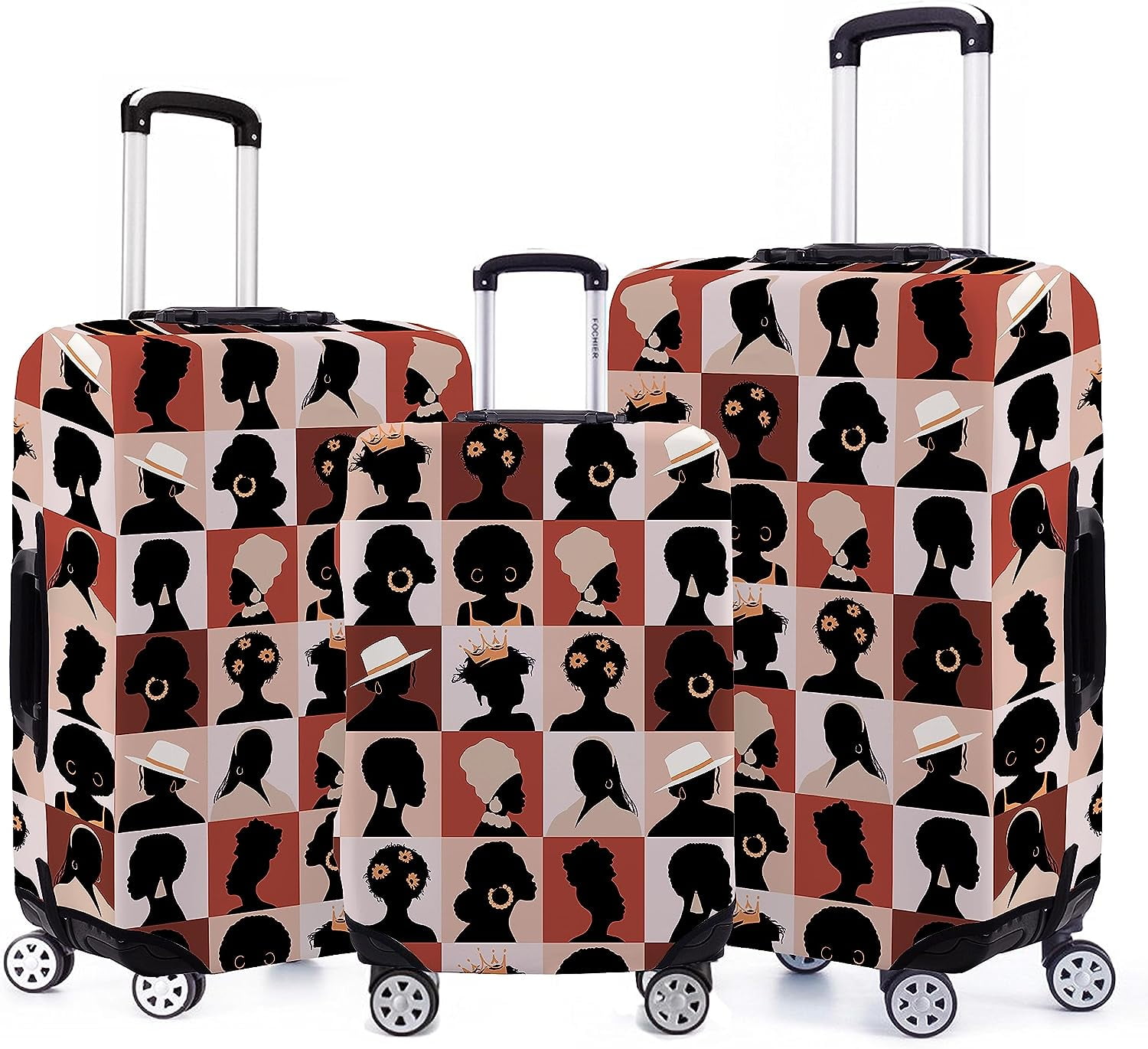 3 Pieces of Luggage Cover Travel Suitcase Protector African American ...