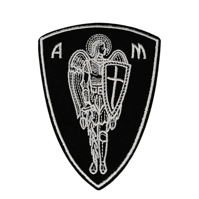Saint Michael Shield Embroidered Patch Iron/Sew-On Applique Biker ...