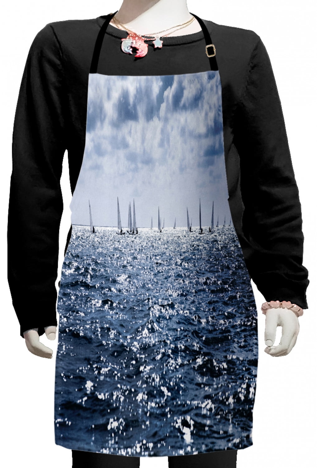 Nautical Kids Apron, Group of Sailing Boats in the Sea Competition Game ...