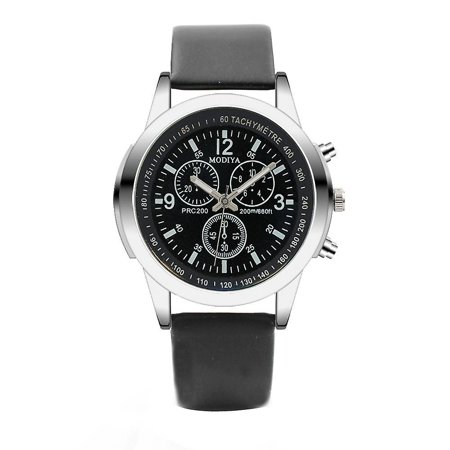 Three Eye Watches Quartz Men's Watch Blue Glass Belt Watch Men ...