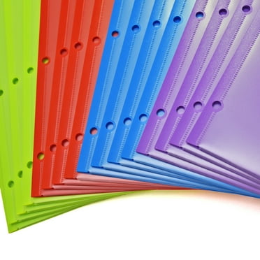 RYWESNIY Heavy Duty Plastic Folder with 3 Prongs and Clear Front Pocket ...