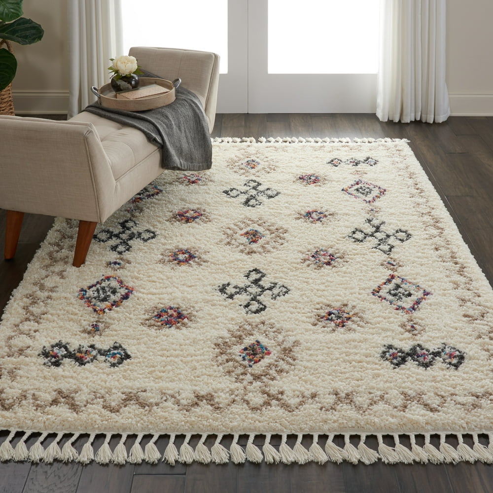Nourison Nordic Shag Scandinavian Tribal Ivory Area Rug - Walmart.com ...