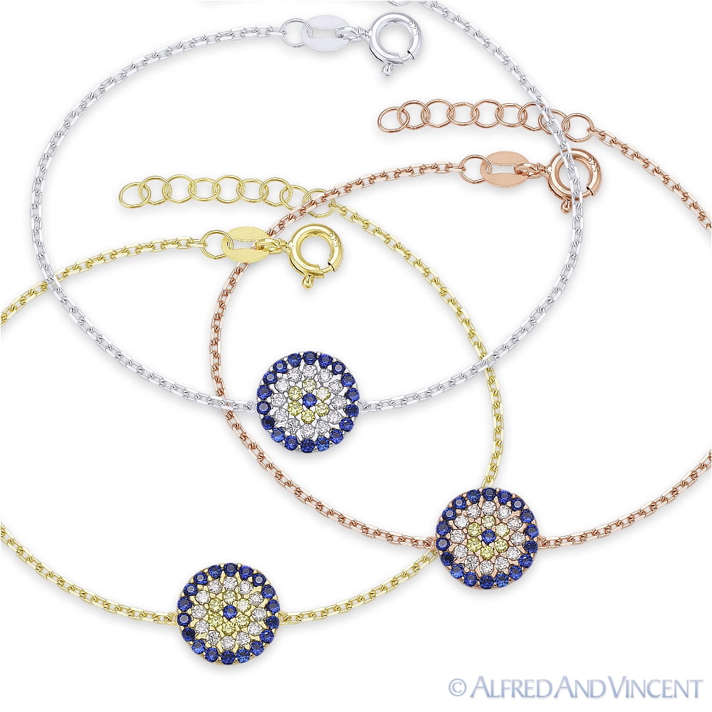 Alfred & Vincent - Evil Eye Turkish Nazar Charm Bracelet w/ Cubic ...