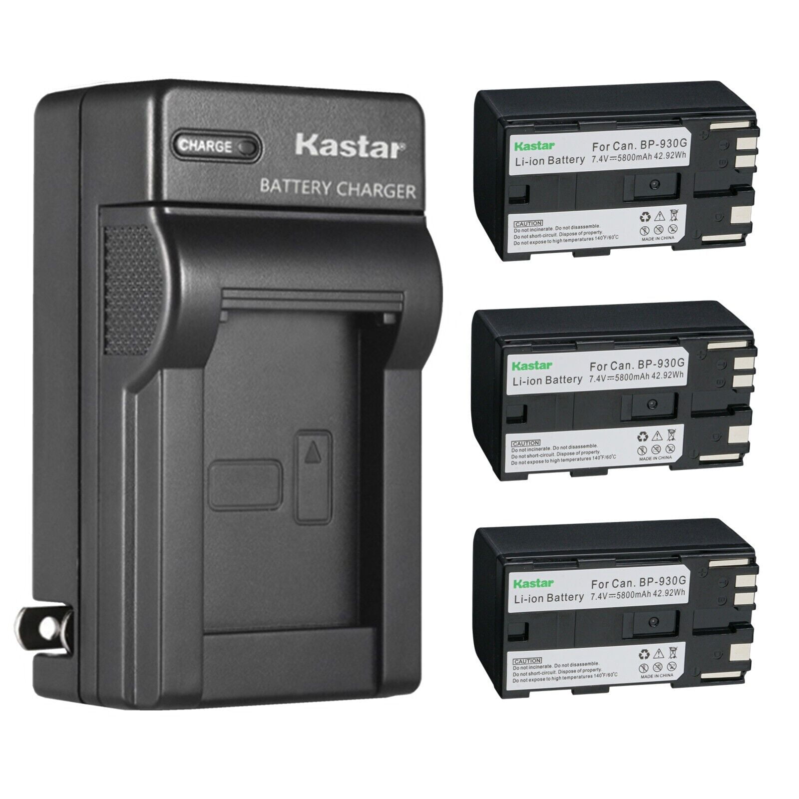 Kastar 3-Pack BP-930G Battery and AC Wall Charger Replacement for Canon ...