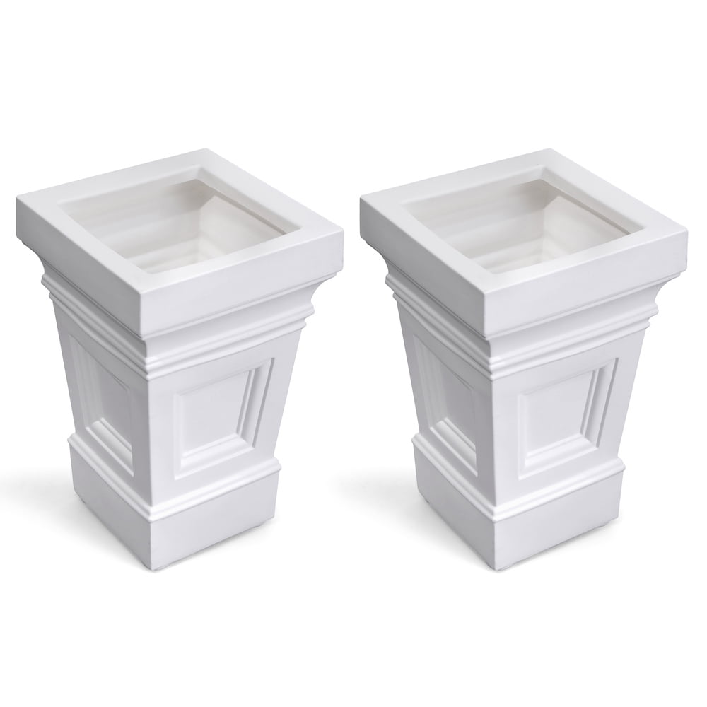 Step2 Atherton 2 Pack White Planter Boxes, Resin,15" x 15" x 24 ...