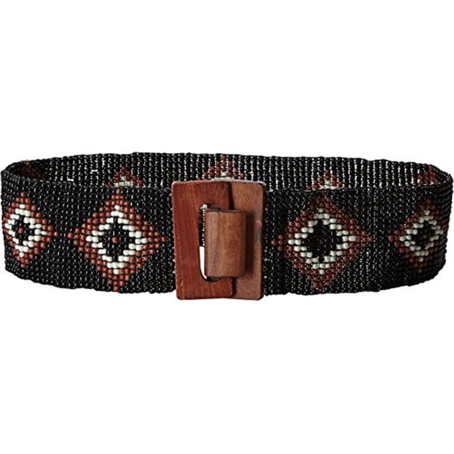 MKA - Womens Stretch Beaded Diamond Pattern Belt, Black - Large & Extra ...