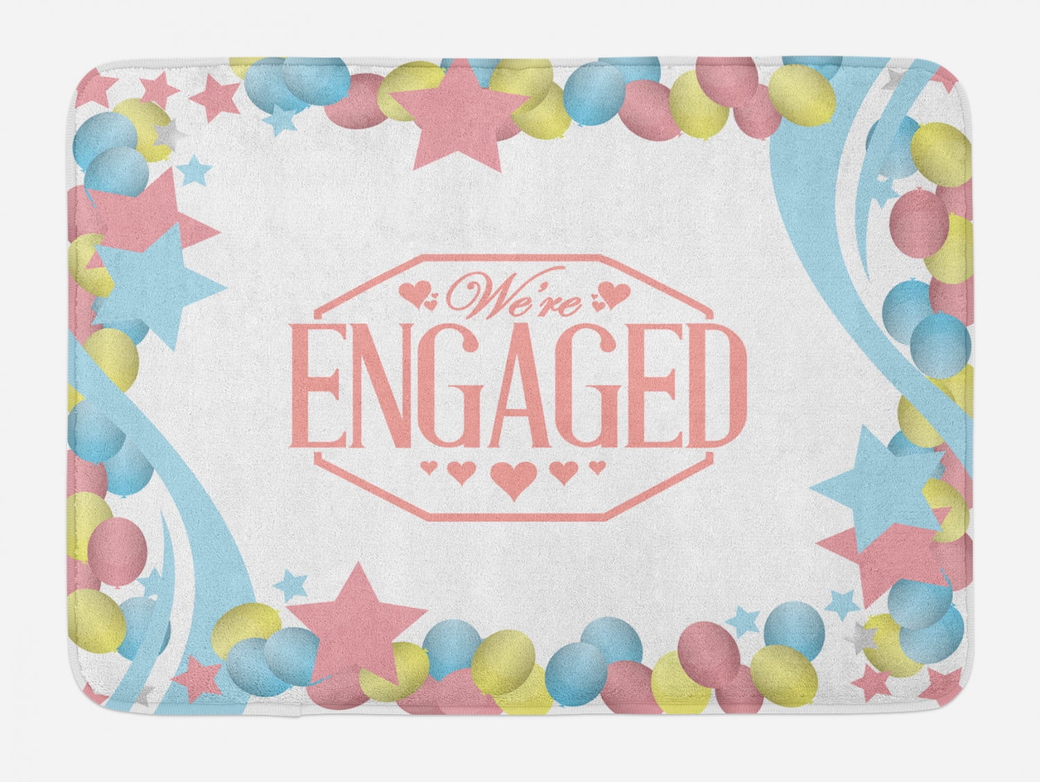 Engagement Party Bath Mat, We Are Engaged Celebration Balloons Stars ...