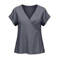 Daznico Women's V Neck Wrap Front Short Sleeve Blouse Casual Summer ...