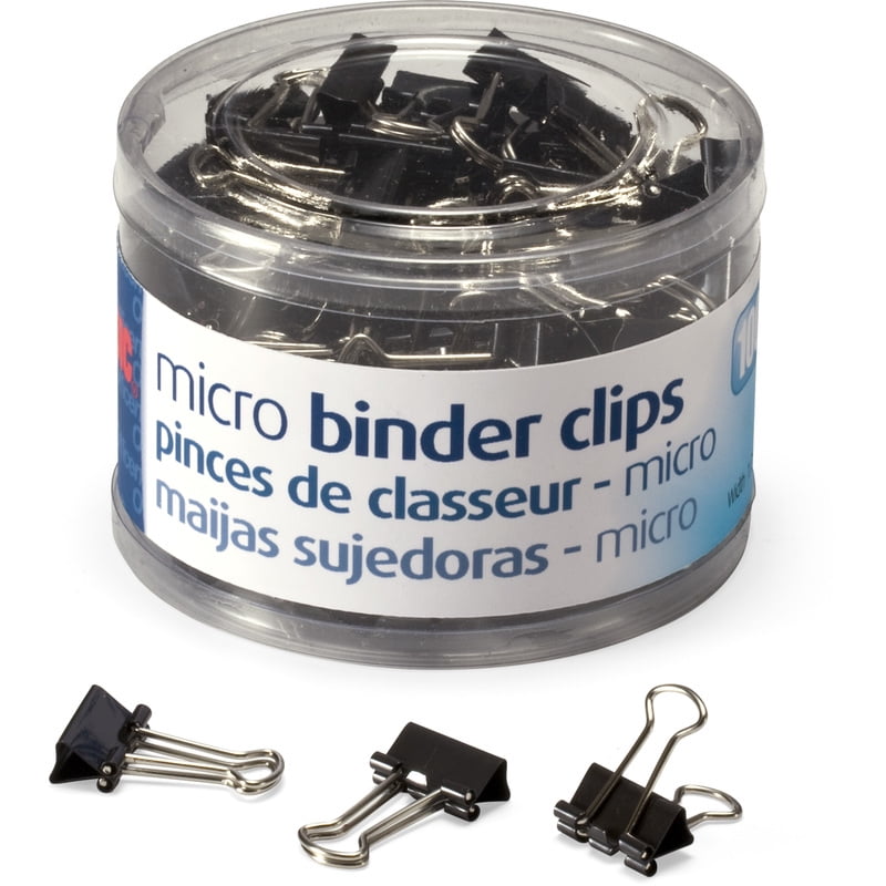 Officemate OIC Micro Size Binder Clips Black 100 Tub 31030 officemate-oic-micro-size-binder-clips-black-100-tub-31030