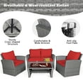 Gymax 4pcs Patio Rattan Conversation Set Outdoor Furniture Set W Red