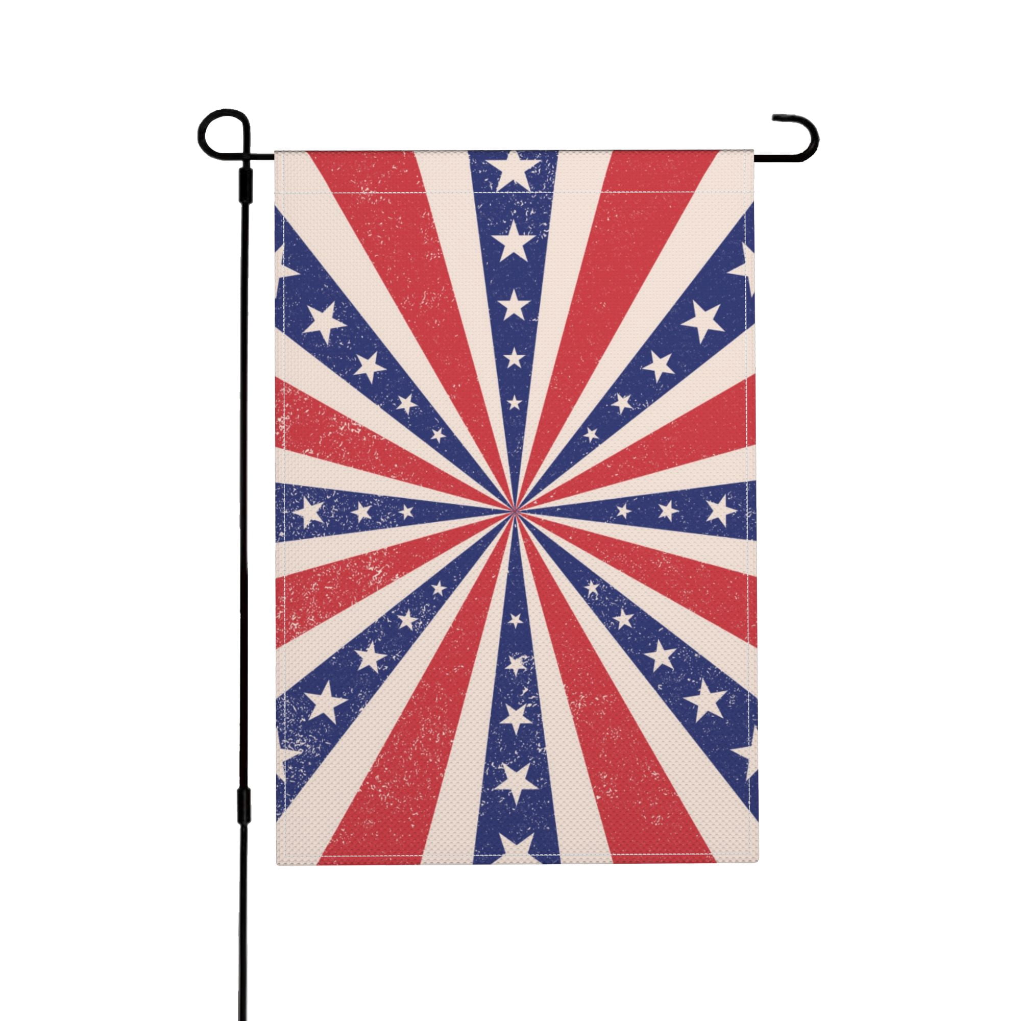 TEQUAN Patriotic Retro Burst Stars Garden Flags, 18 x 12 inch Double ...