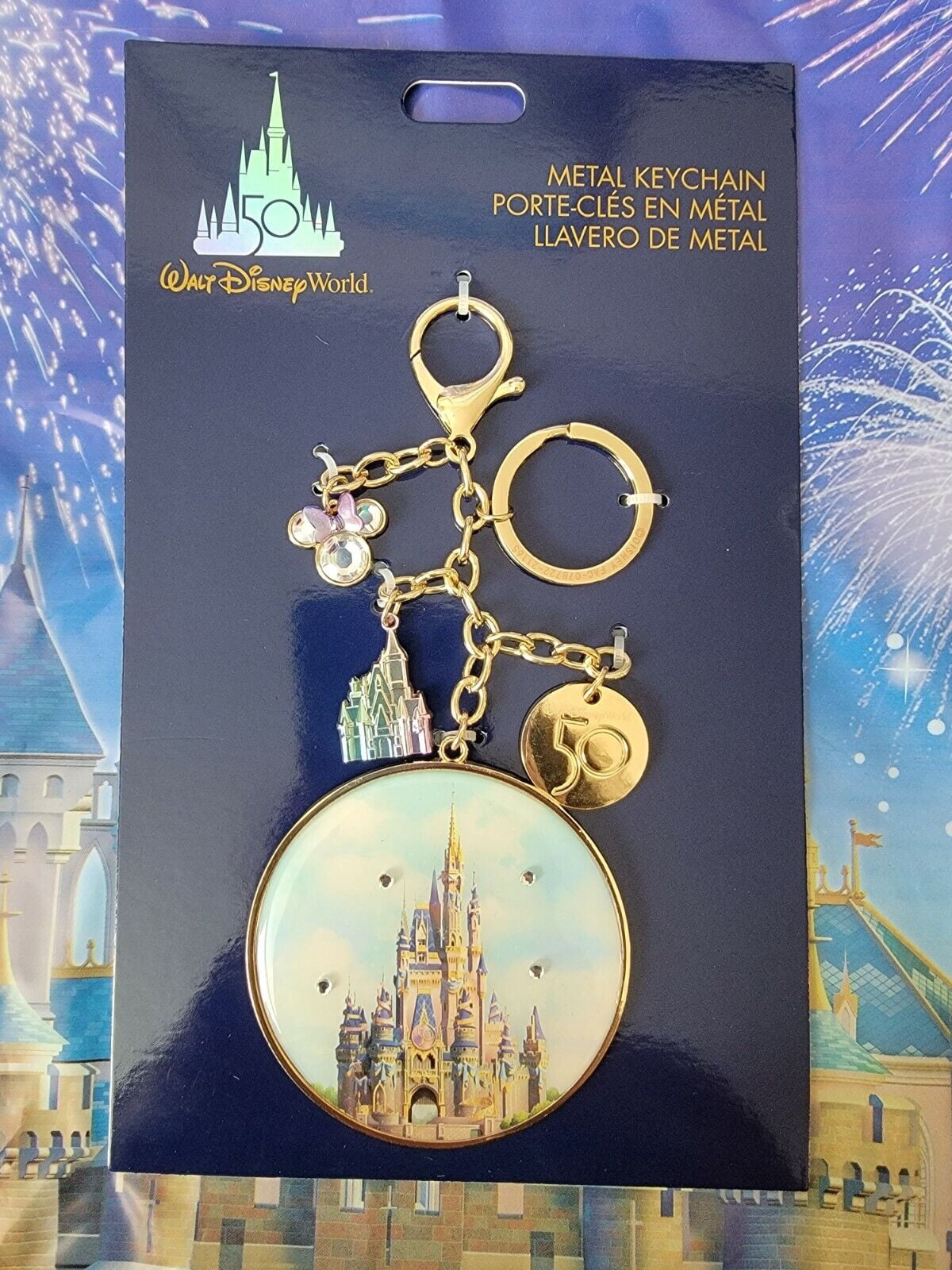 Disney 50th Anniversary Metal Keychain with Charms - Walmart.com