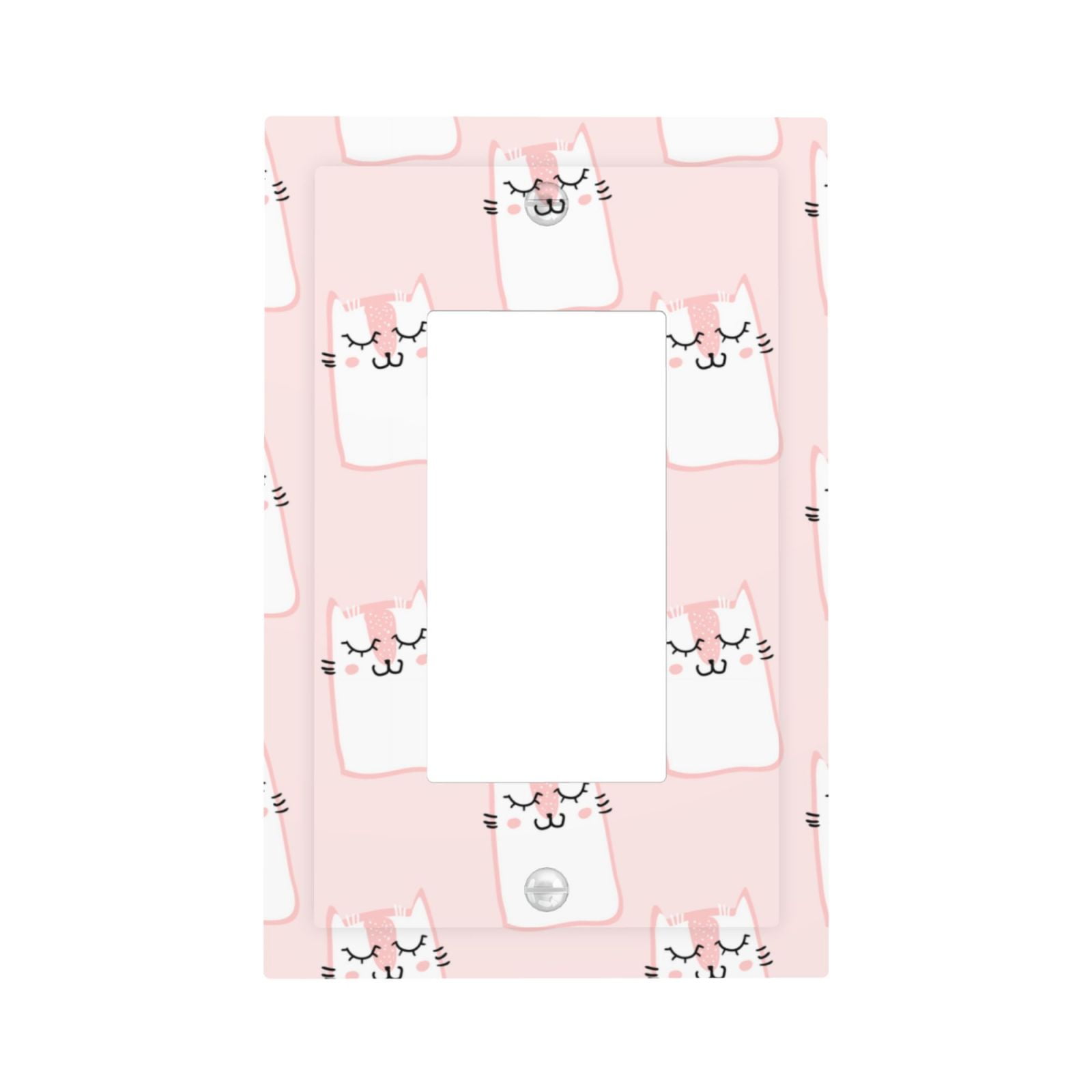 DouZhe 1-Gang Decorator/Rocker Wallplate, Cute Fluffy Sweet Cat ...