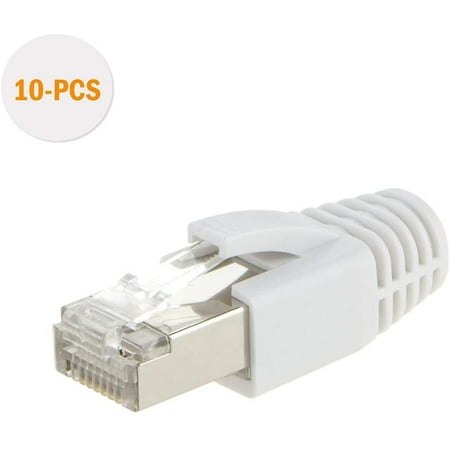 RJ45 Modular Plug(10-Pack), Cat 7 connectors(Two-Piece Suit) with White ...