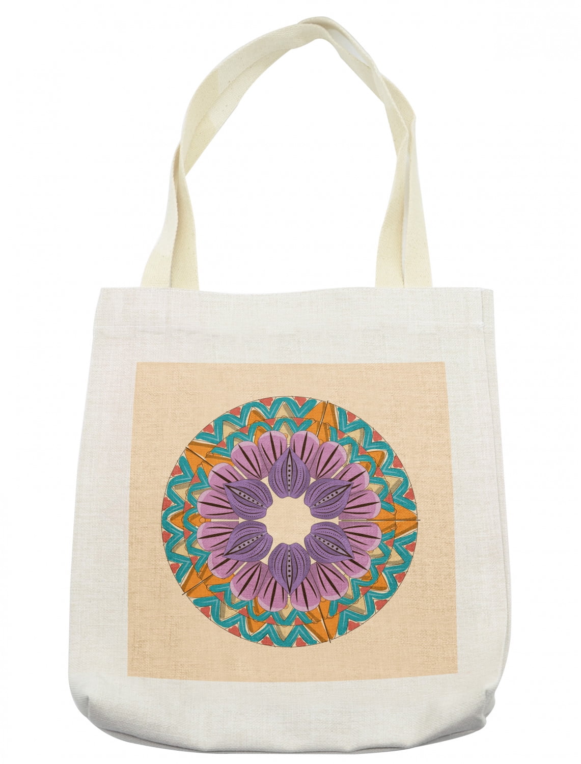 Mandala Tote Bag, Mandala Art Design with Rotating Zigzags Definitive ...