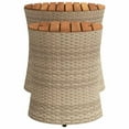 vidaXL Patio Side Tables 2 pcs with Wooden Top Beige Poly Rattan ...