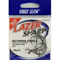 Eagle Claw Lazer Sharp Octopus Circle Up Eye Non-Offset Hook, Black ...