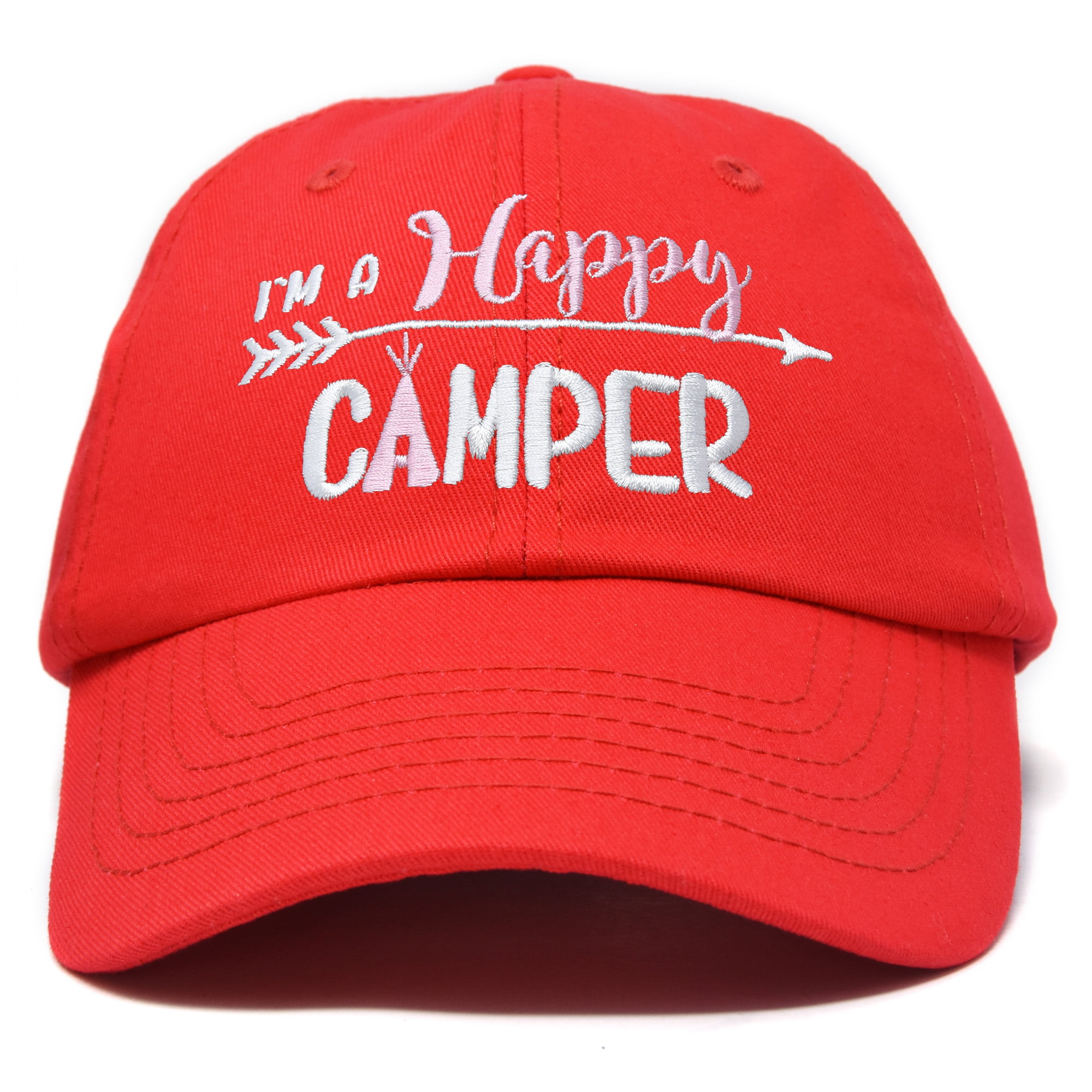 DALIX Womens Happy Camper Hat Soft Cotton Camping Caps in Red - Pink ...