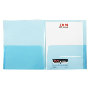 JAM Plastic Heavy Duty Two Pocket Folders, Mini, 4 1/4 x 9 1/8, Blue, 6 ...