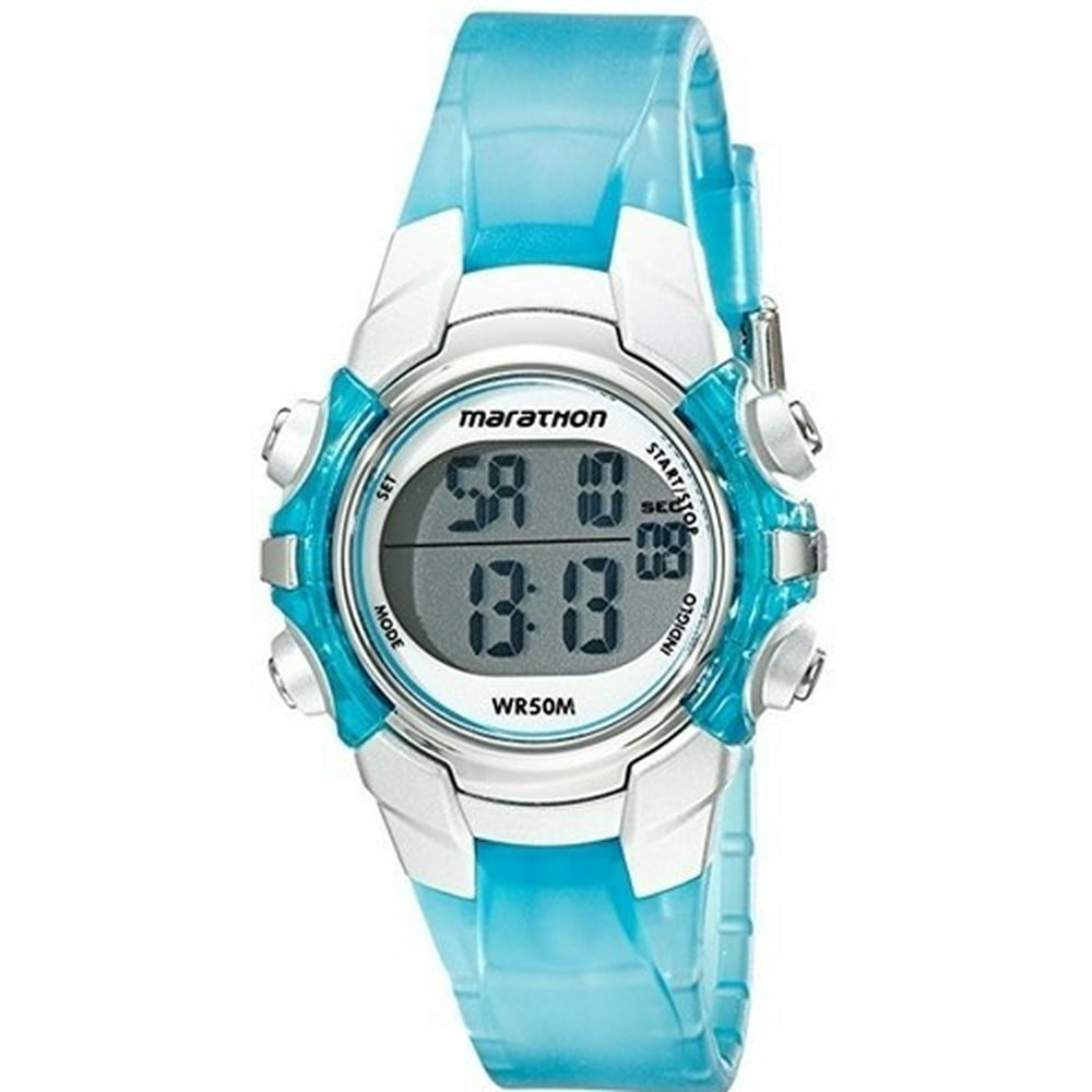 Timex - Marathon Digital Mid-Size Light Blue/Silver-Tone Watch, Resin ...