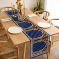 Blue Gold Arched Dining Table Runner, Vintage Ethic Traditional Floral ...
