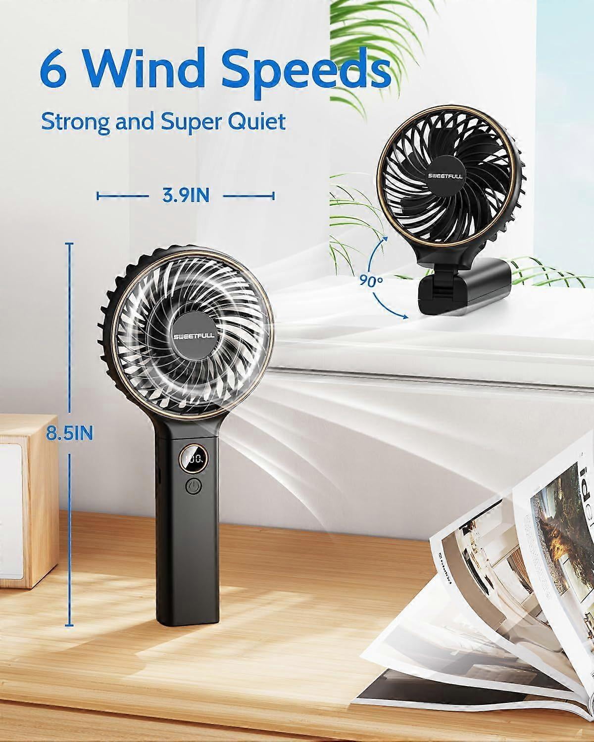 Handheld Fan,5000mAh Portable Fan Mini fan Small Personal Fan with ...