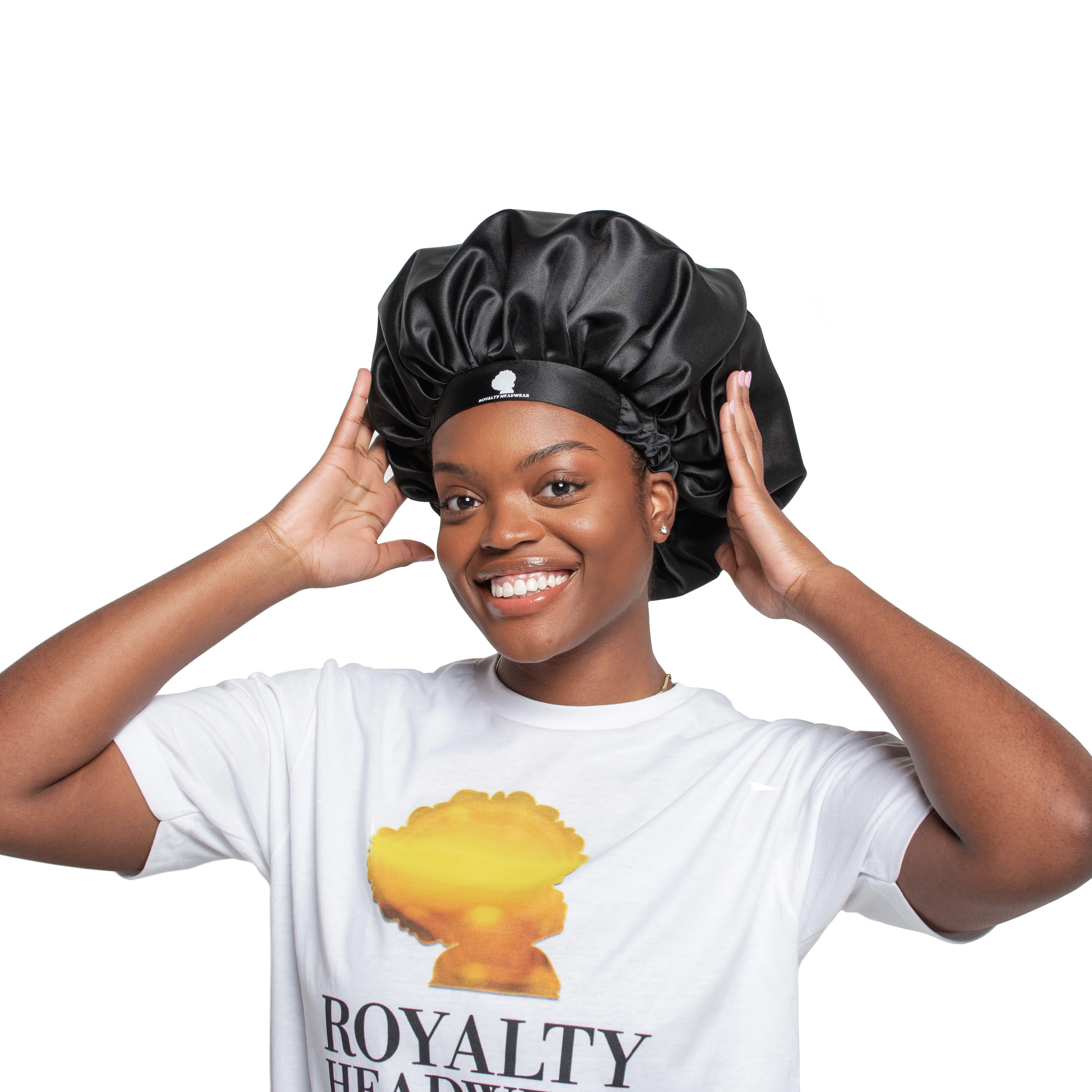 Royalty Oversized Black Bonnet for Hair Headwear with Double Security ...