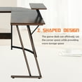 CL.HPAHKL L-Shaped Monitor Stand and Large Wooden Gaming Desk, Brown ...