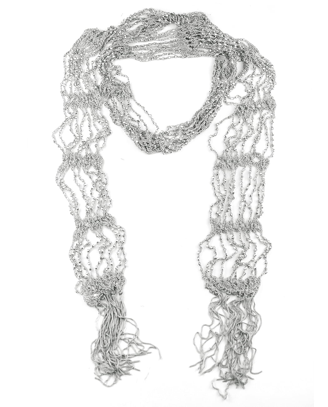NYFASHION101® Silver-Tone Beaded Skinny Fishnet Shawl Scarf Waist Belt ...
