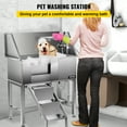 "VEVOR 34"" Large Stainless Steel Pet Grooming Bath Tub, Dog Shower ...