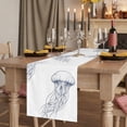 Blue White Jellyfish Coastal Burlap Cotton Table Runner 18x72 Inches ...