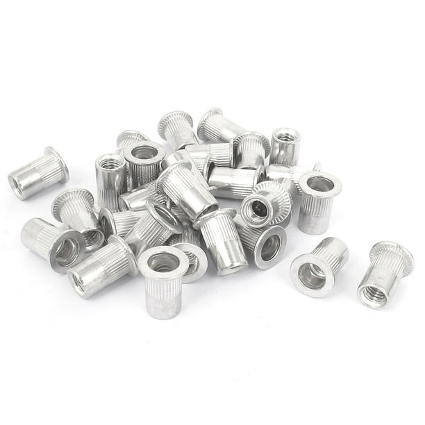 30pcs M6x1mm Flat Head Blind Rivet Nut Insert Nutserts Fastener 15mm ...