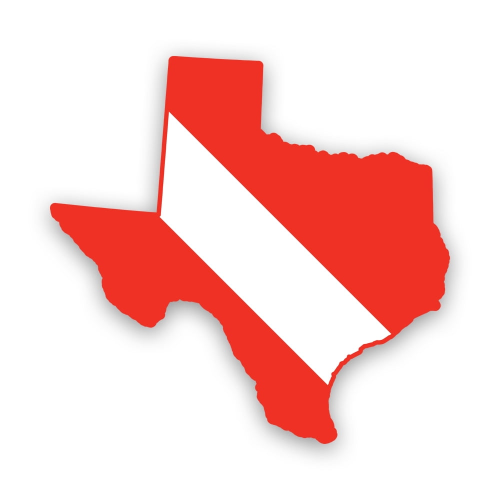 Texas State Shaped Diver Down Flag Sticker Decal - Self Adhesive Vinyl ...