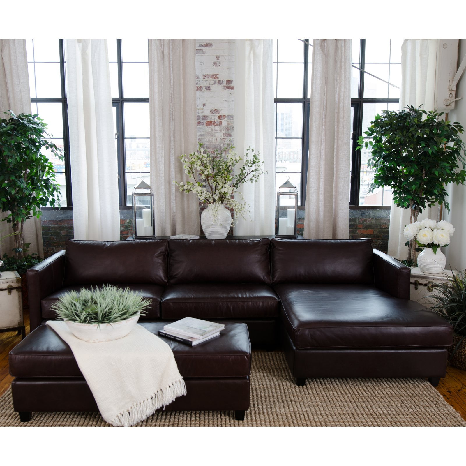 Elements Fine Home Urban Leather 2 Pc. Sofa Set with Rectangle Cocktail ...