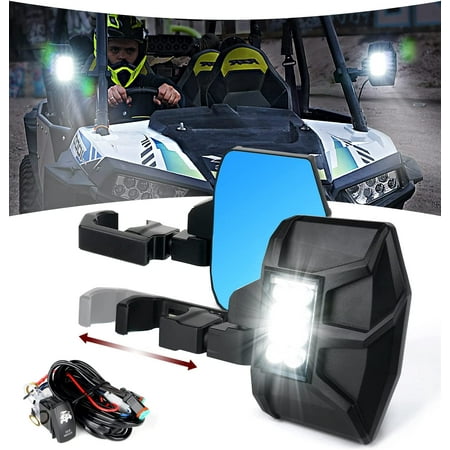 UTV Side Mirror with LED Light, RZR Side Mirrors for 1.65" - 2" Roll ...