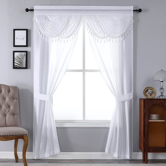 Regal Home Collections Amore Curtains 5-Piece Window Curtain Set - 54 ...