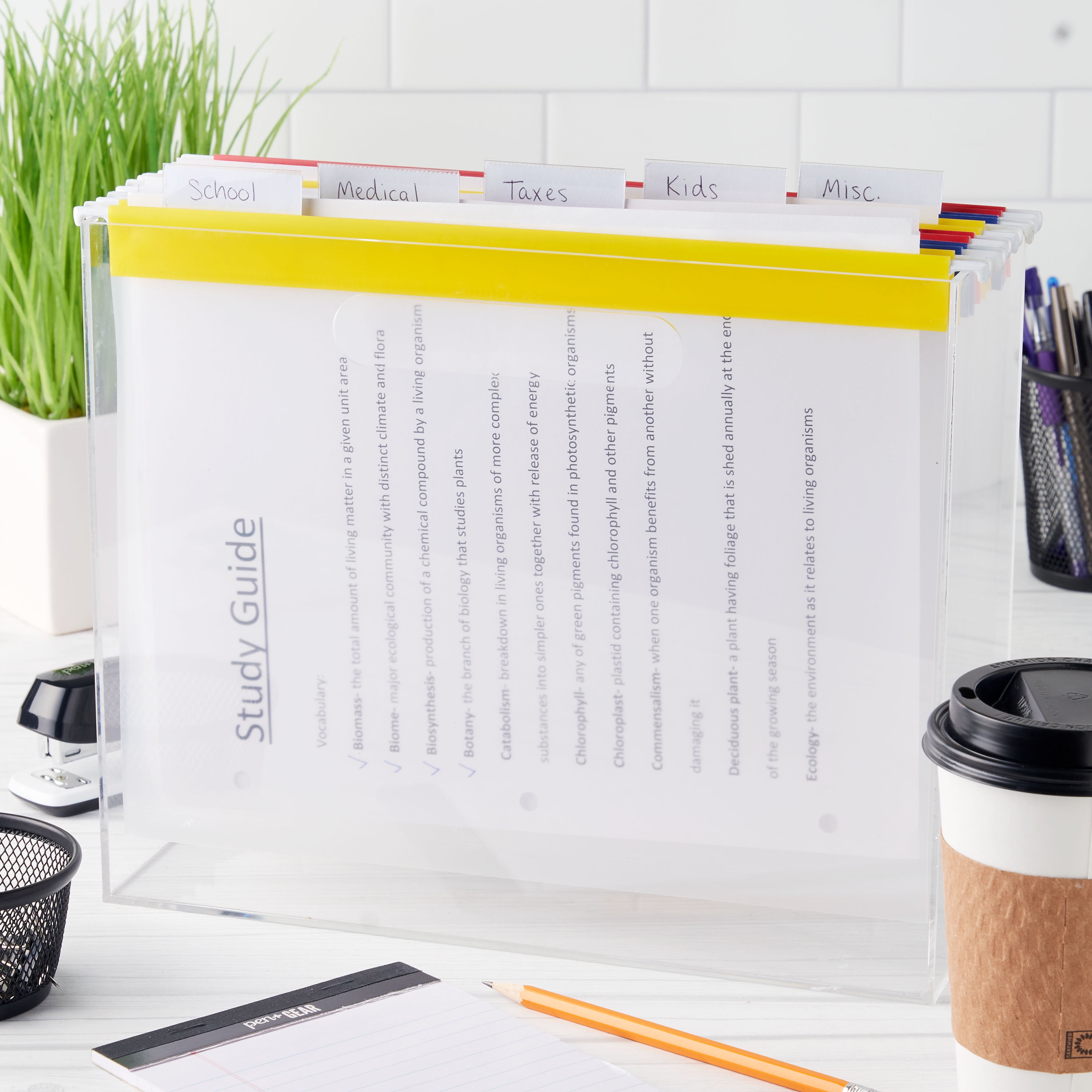 Pen+Gear Acrylic Hanging Portable File Organizer with Handles Clear ...