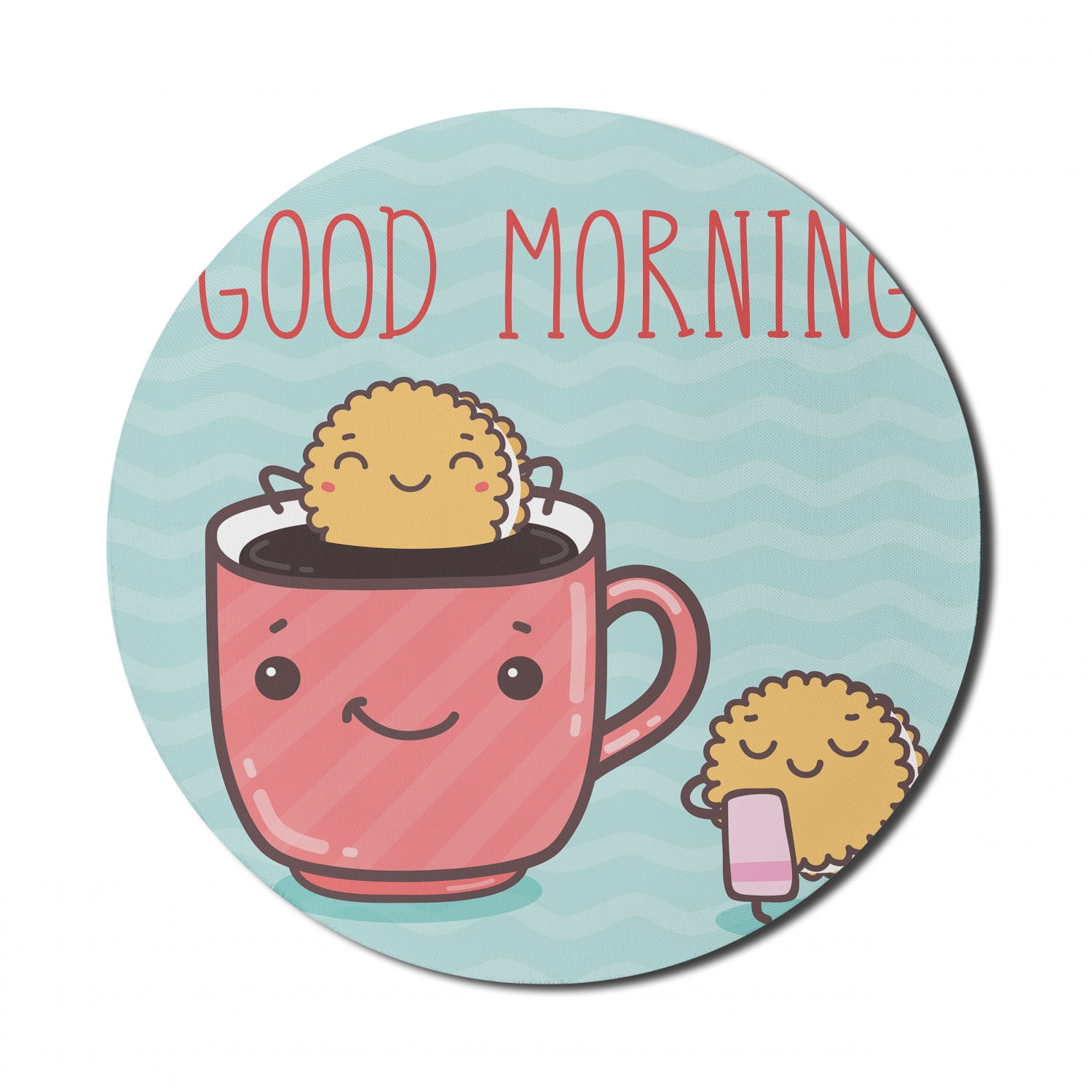 Chocolate Mouse Pad for Computers, Hand-drawn Illustration of Happy Biscuits Dipping into Hot ...