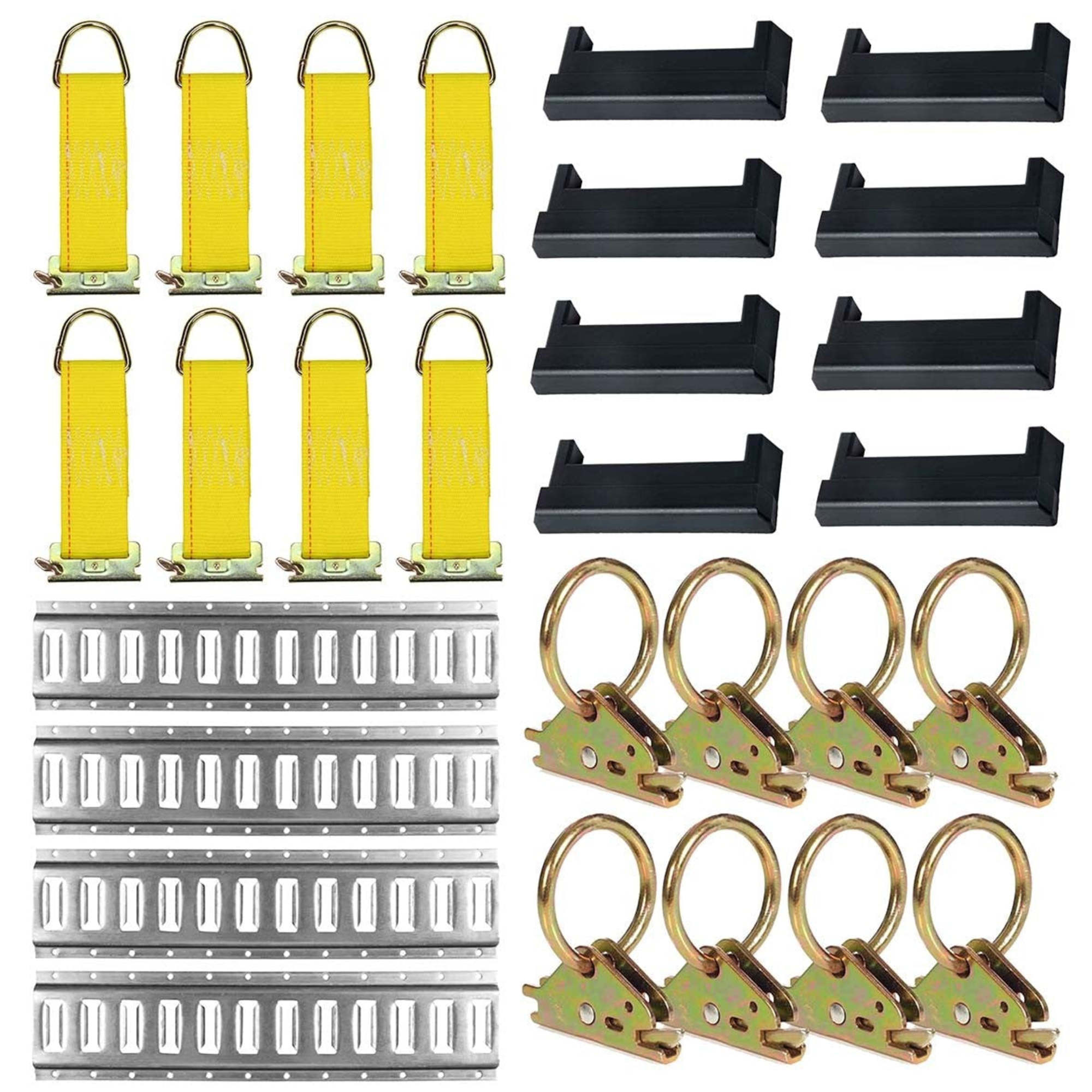 E-Track Tie-Down KIT! 4 Galvanized 4' Horizontal E Track Rails, 8 End ...