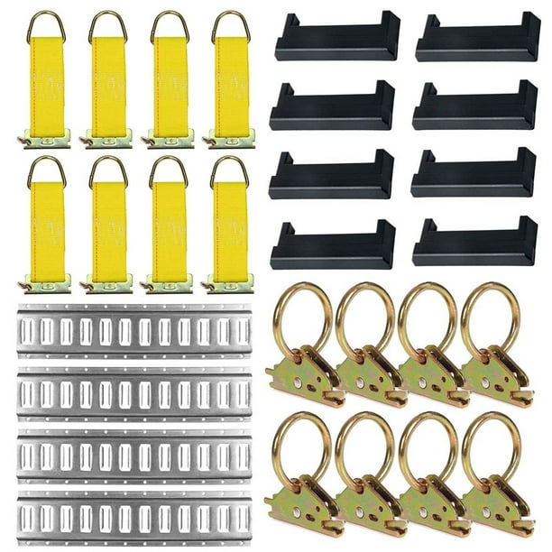 E-Track Tie-Down KIT! 4 Galvanized 4' Horizontal E Track Rails, 8 End ...