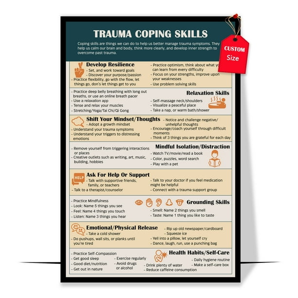 LOLUIS Trauma Coping Skills Poster, Mental Health Poster for Kids Teens ...