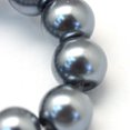 20 Strand Baking Painted Pearlized Glass Pearl Round Bead Strands Slate ...