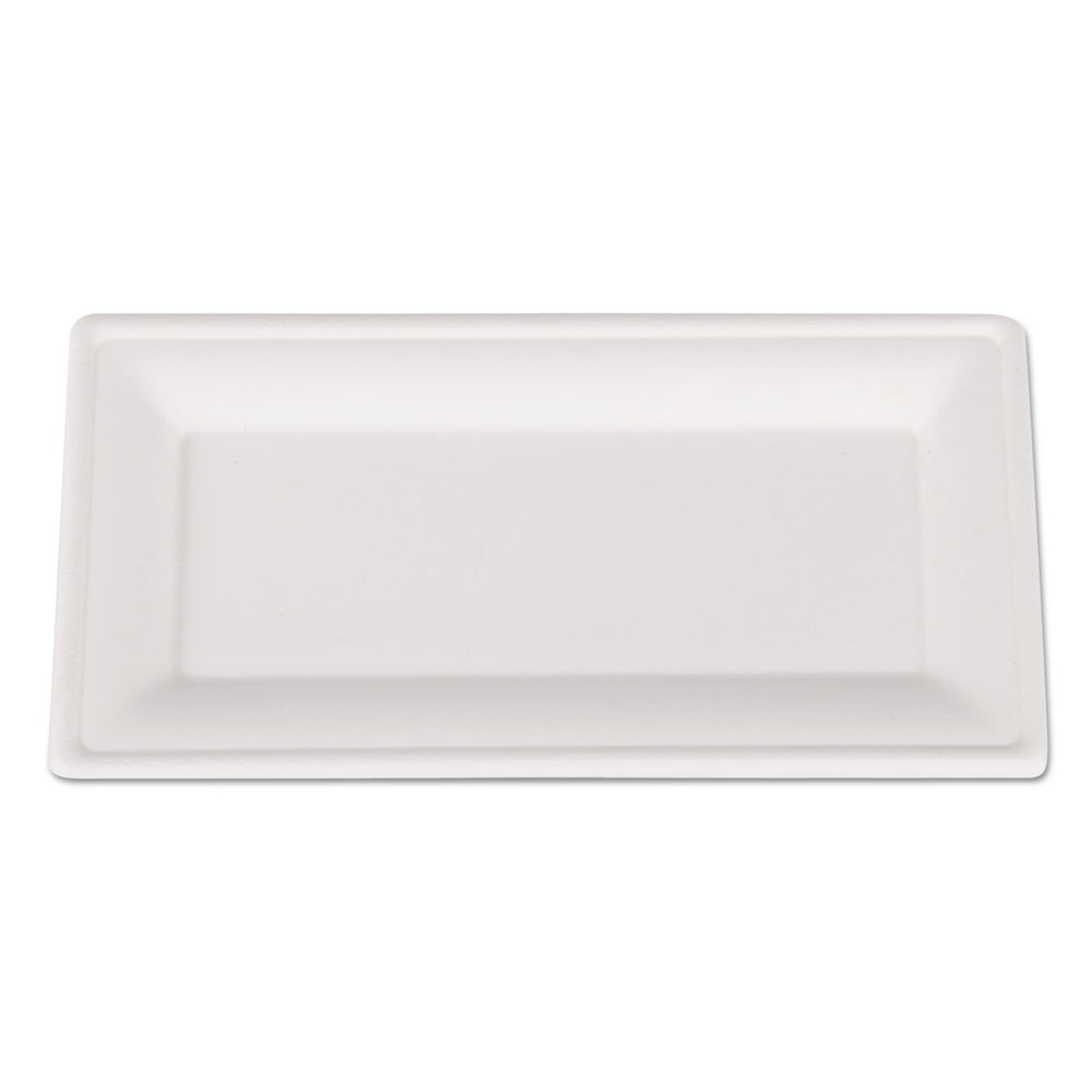 SCT ChampWare Molded Fiber Tableware Rectangular Plates, White, 500 ...