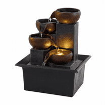 4-Tier Indoor Tabletop Waterfall Fountain – Zen Desk Fountain with LED ...