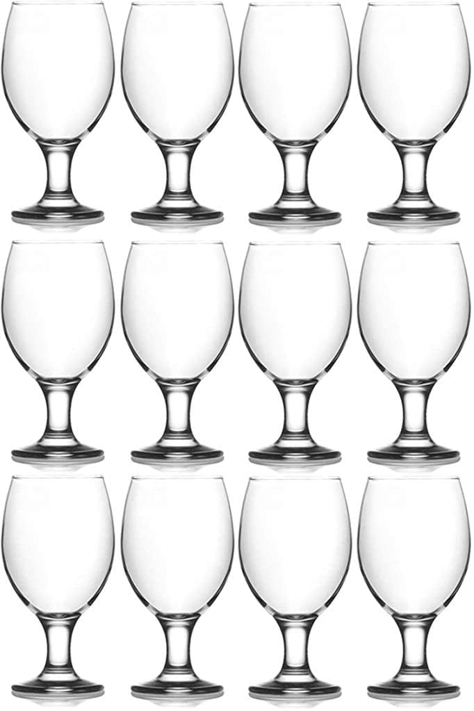 Epure® 12 Piece Water Goblet Glass Set - Strong Stemmed Glasses for ...