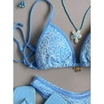 Blue Floral Embroidered Spaghetti Strap Bikini Set With High Cut ...