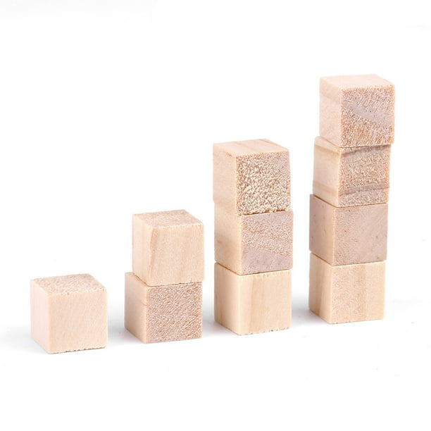 Wood Cubes, Natural Unfinished Wooden Blocks Craft, Small Wood Square ...