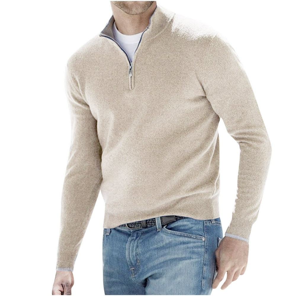 Click here for Generic Mens Slim Fit Quarter Zip Mock Neck Sweate... prices