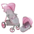 Cotton Candy Pink Doll Travel System in Grey Polka Dots, Fits Dolls Up ...