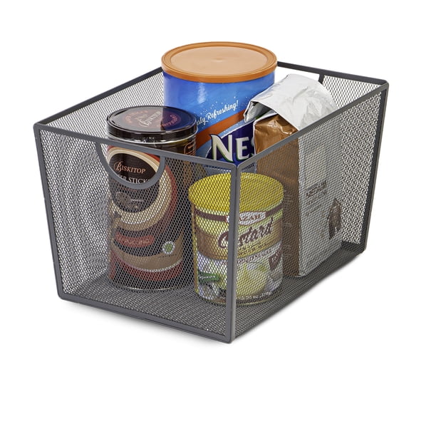 Mainstays Mesh Basket Kitchen Pantry Organization with Keyhole Handles ...